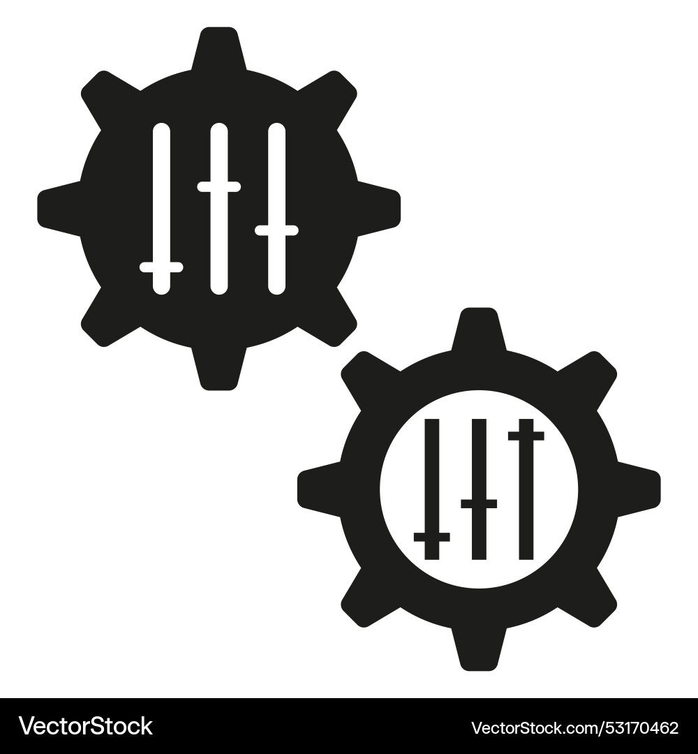 Gear settings icons configuration control symbols Vector Image