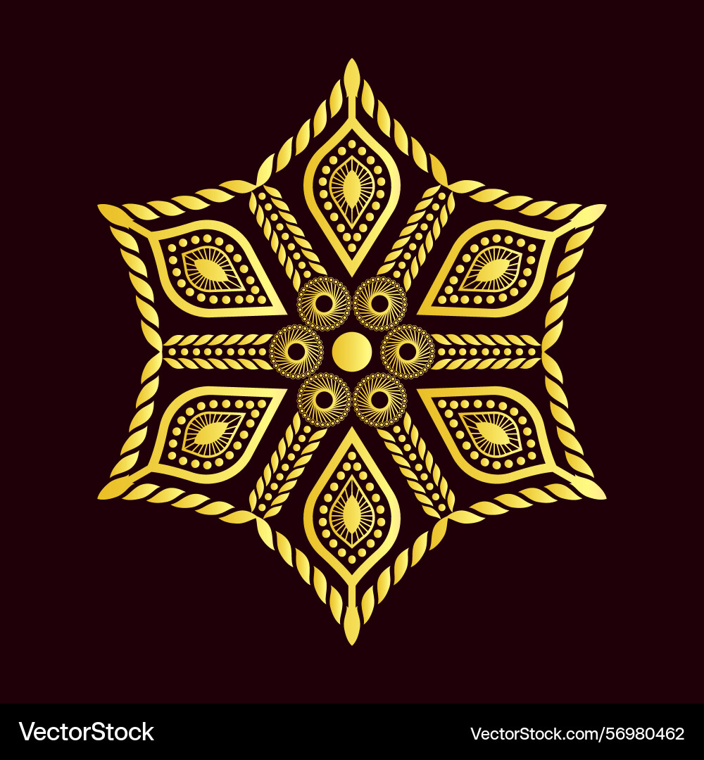 Golden star mandala design on dark background Vector Image