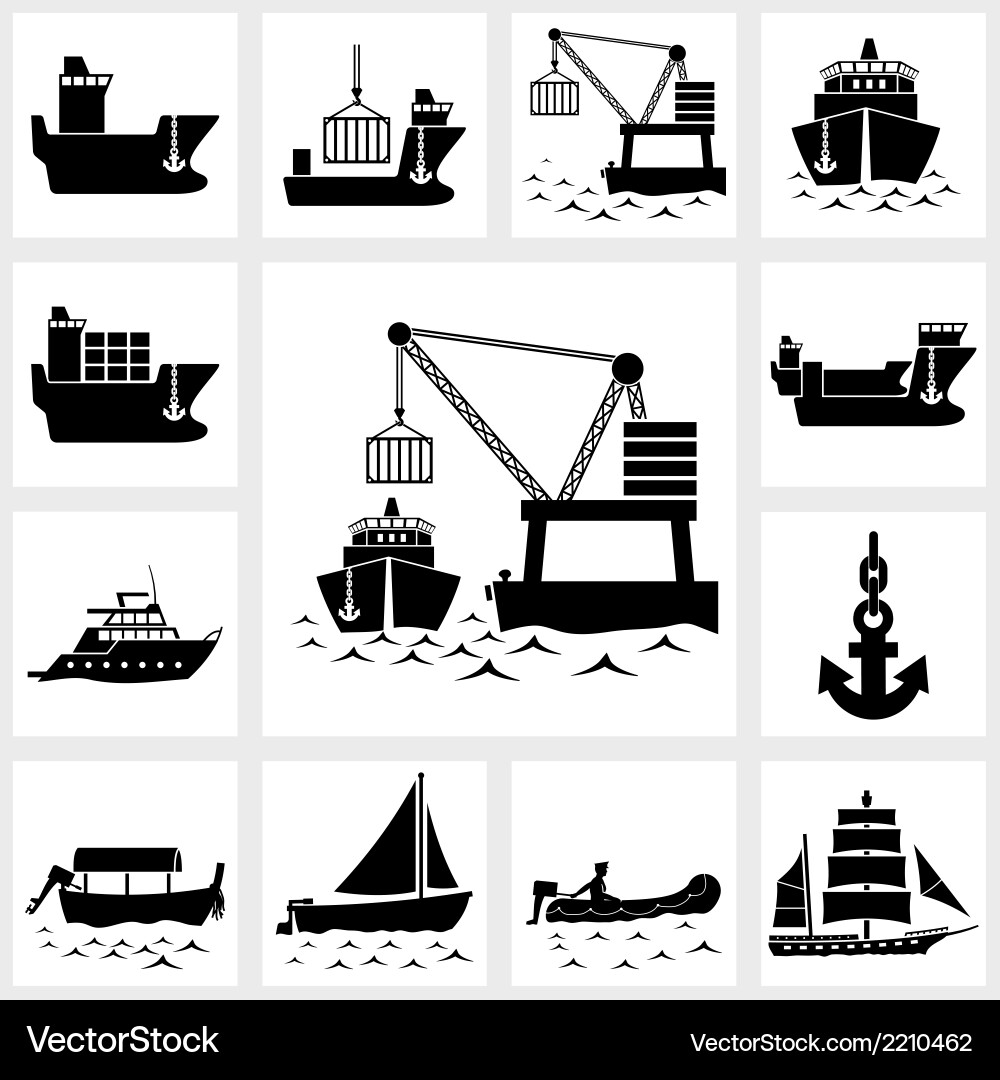 Icon set ship and boat Royalty Free Vector Image