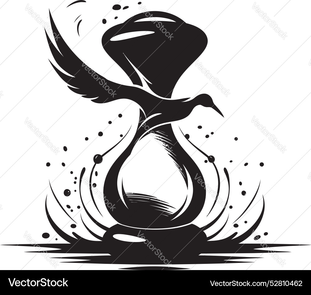 Inked timepiece hourglass emblematic icon chrono Vector Image