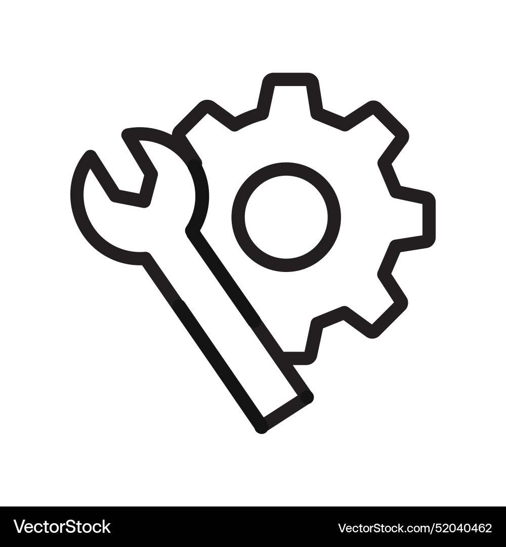Mechanic settings icon black and white sign Vector Image