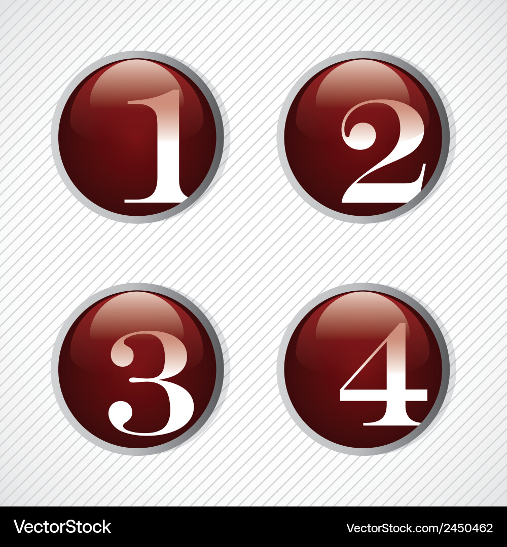 Number icons set on silver background Royalty Free Vector