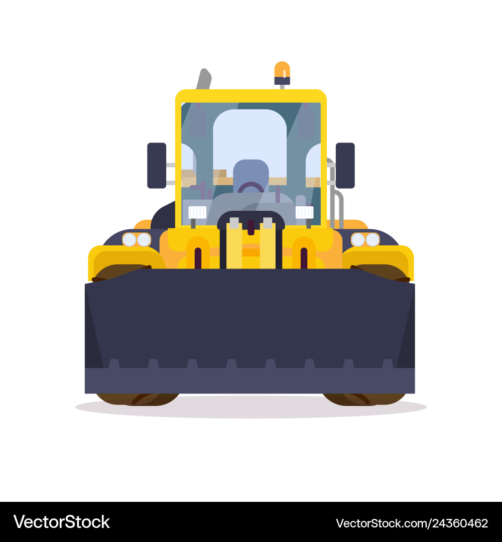 Wheel loader front view flat style Royalty Free Vector Image