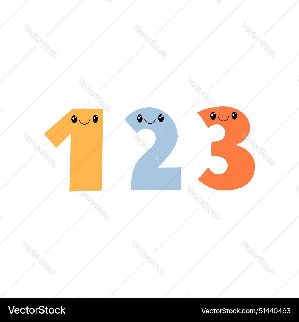 123 numbers characters cute math symbols Vector Image