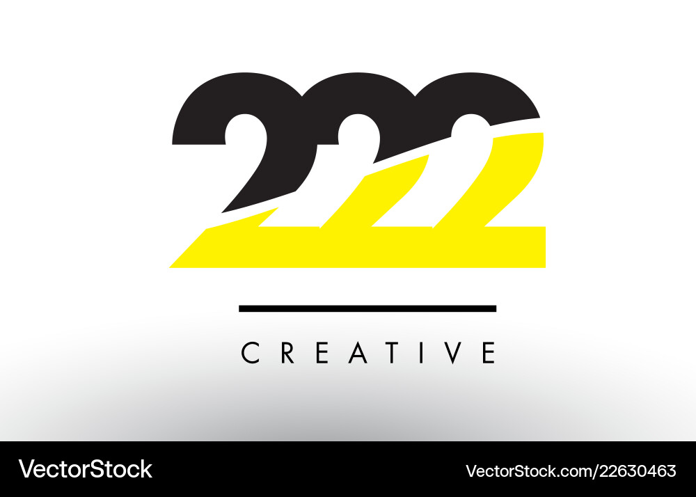222 black and yellow number logo design Royalty Free Vector