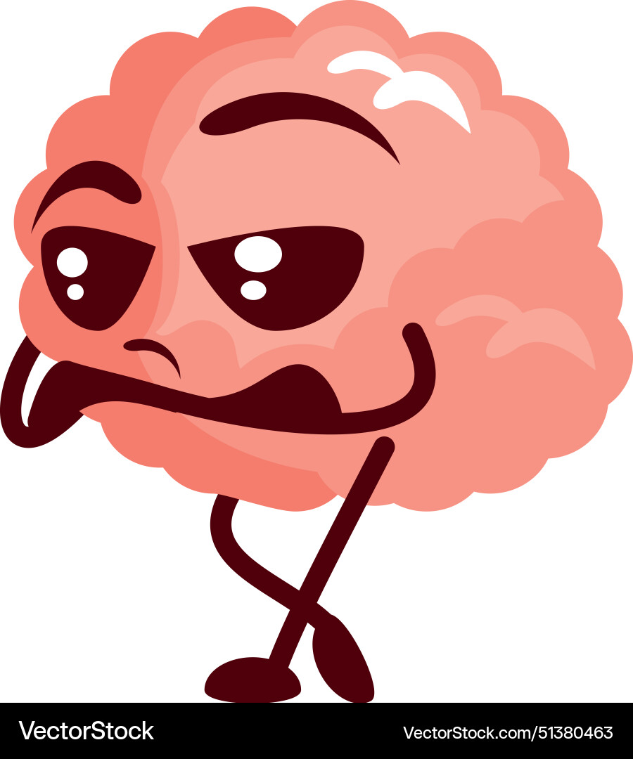 Cute brain thinking comic Royalty Free Vector Image
