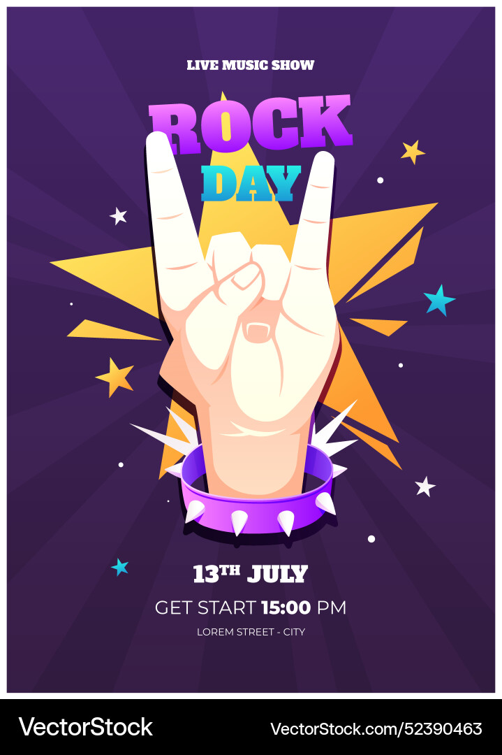 Gradient world rock day vertical poster template Vector Image