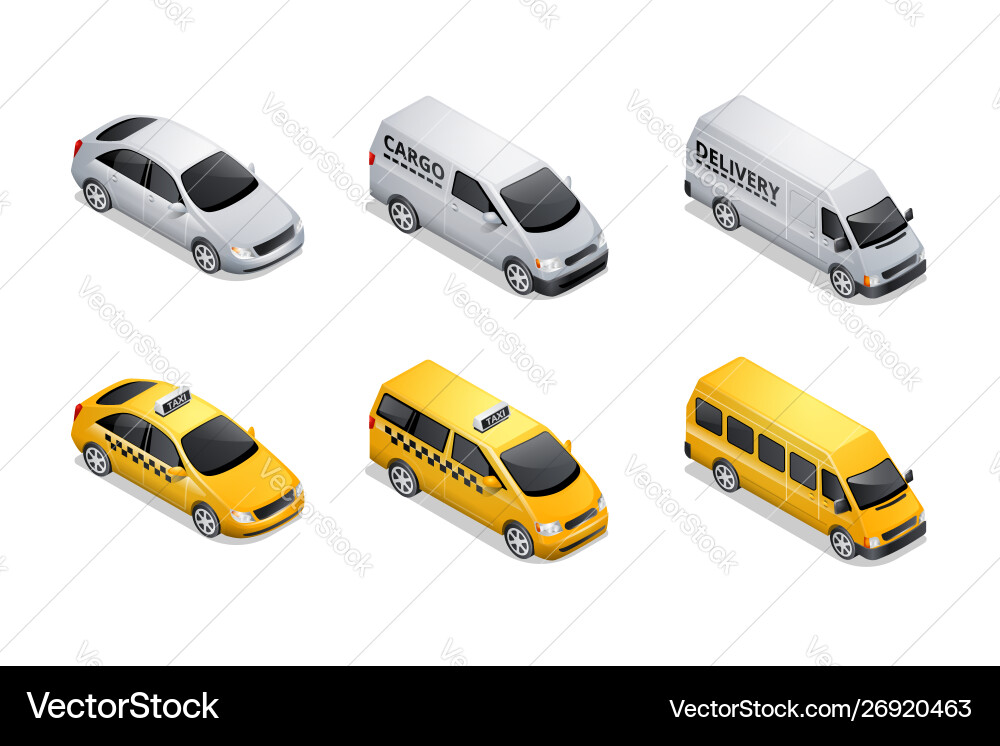 Isometric car icons isolated on white Royalty Free Vector