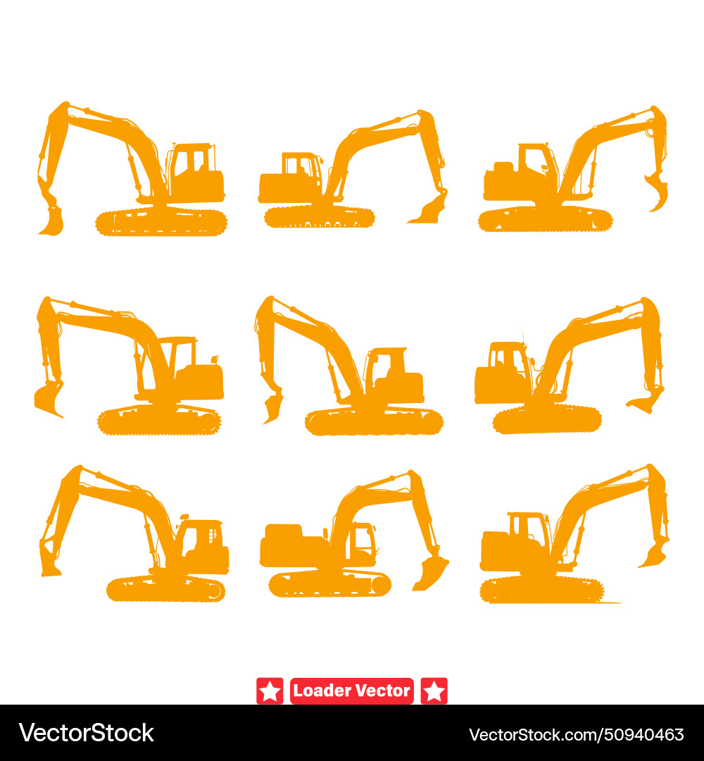 Loader machine silhouettes explore various Vector Image