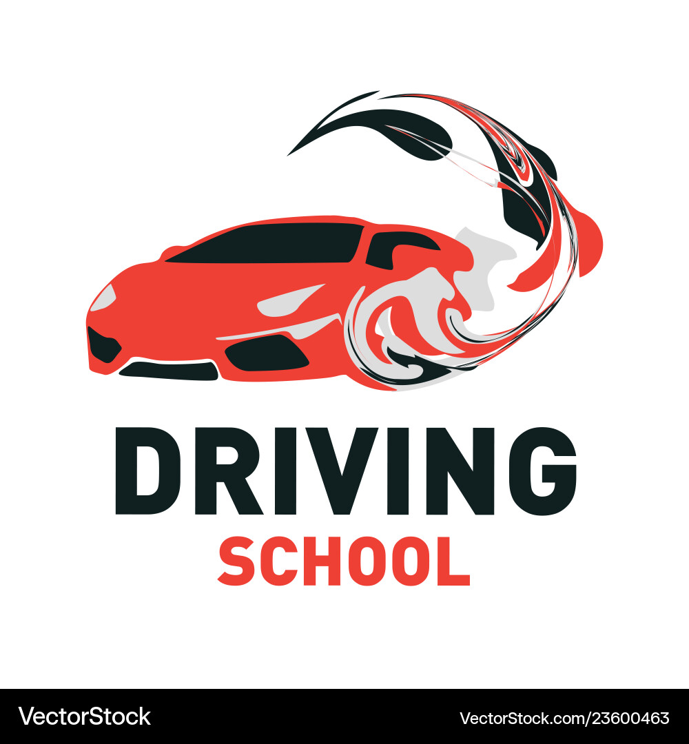 Logo on the theme of driving school car Royalty Free Vector