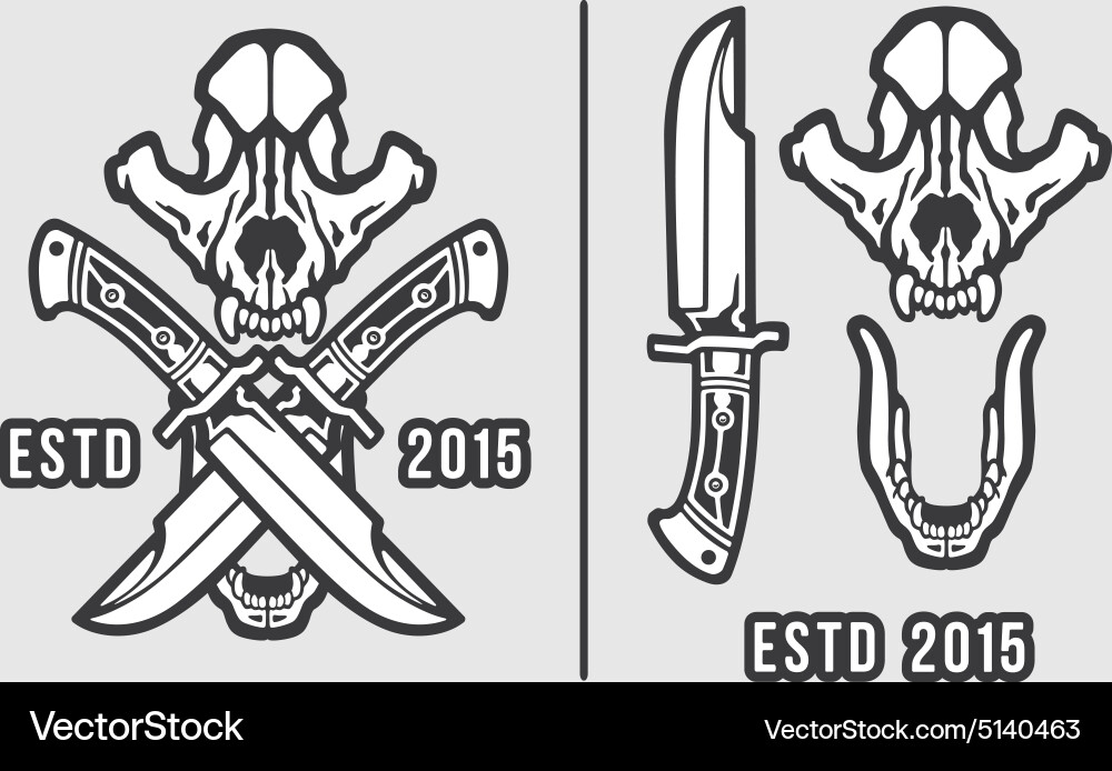 Skull with Crossed Knives Emblem Royalty Free Vector Image