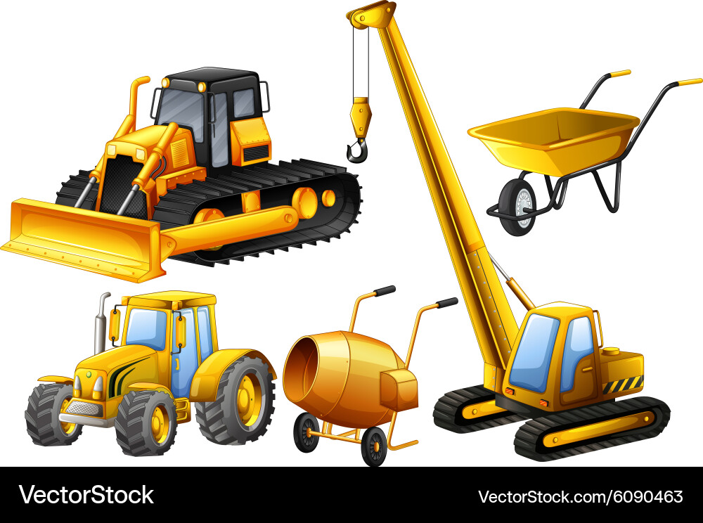 Tractor and other vehicles used in construction Vector Image