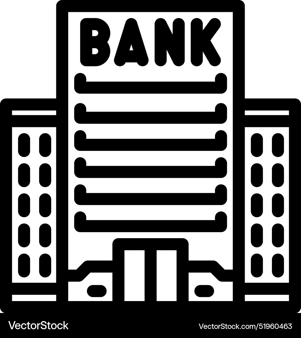 Urban bank building line icon Royalty Free Vector Image