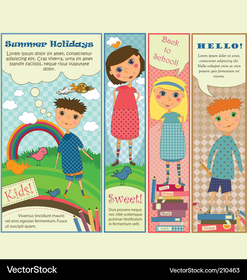 Vertical banners with cute kids Royalty Free Vector Image