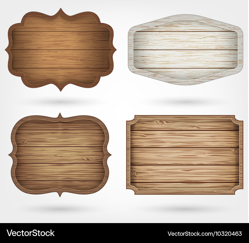 Wooden signs collection 4 realistic Royalty Free Vector