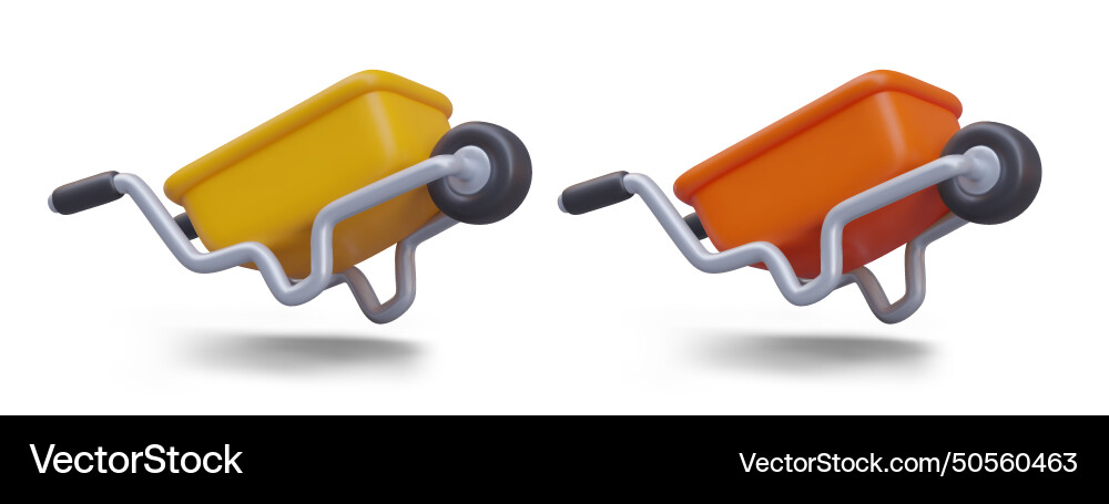 Yellow and orange construction wheelbarrow side Vector Image