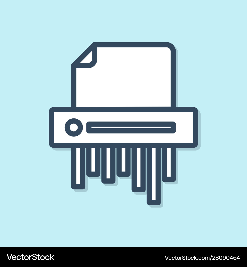 Blue line paper shredder confidential and private Vector Image