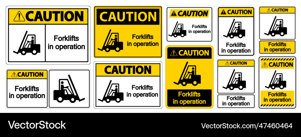 Caution forklifts in operation symbol sign Vector Image