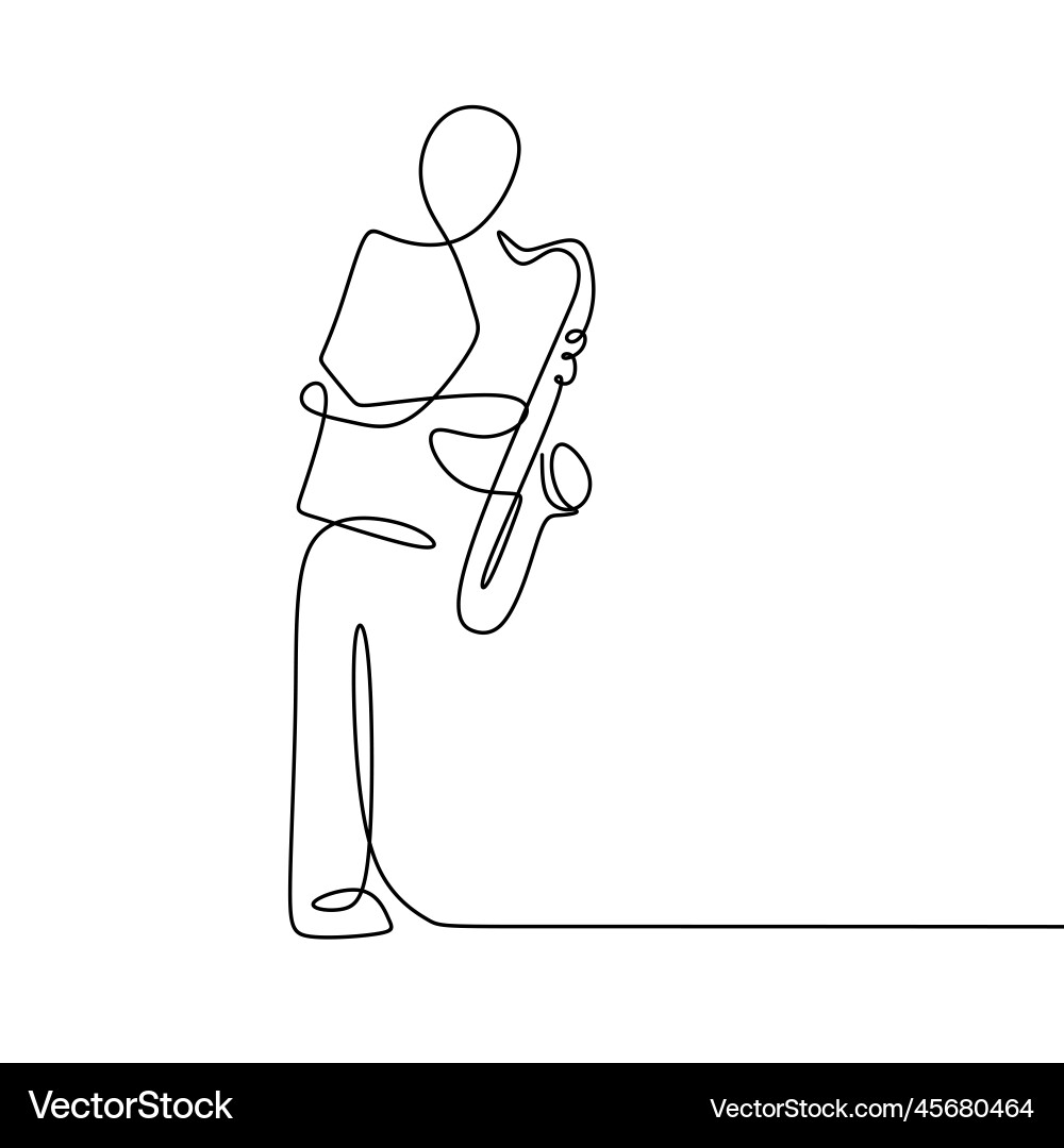 Continuous one line drawing playing trumpets Vector Image