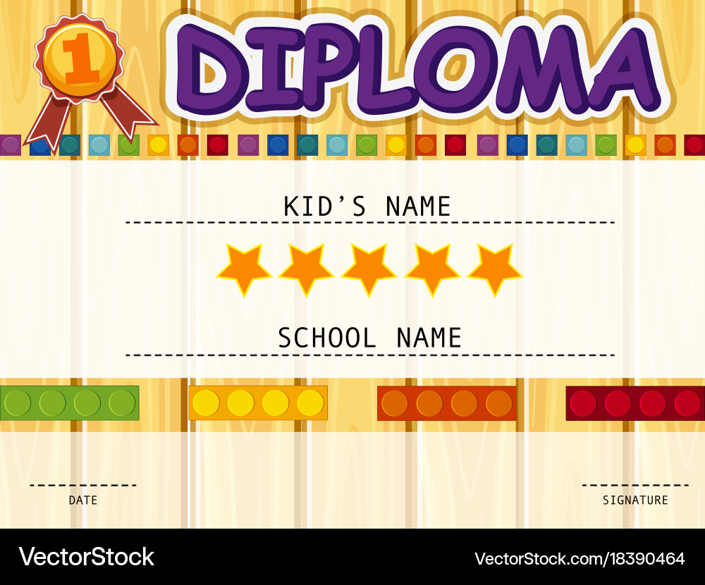 Diploma Vorlage mit bunten Blöcken Hintergrund Vektorbild