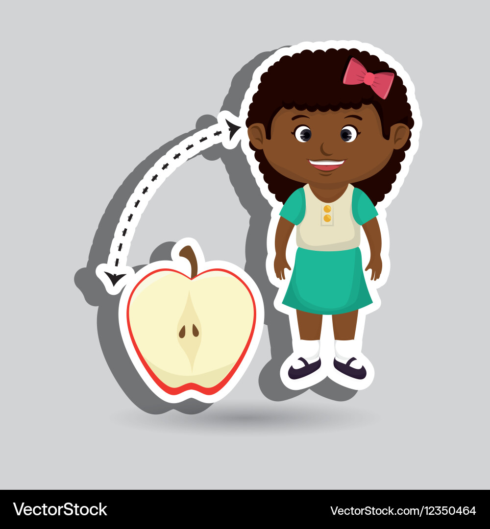 Girl cartoon fruit sliced apple Royalty Free Vector Image