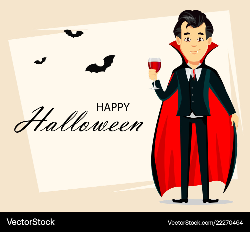 Happy halloween vampire cartoon character Vector Image