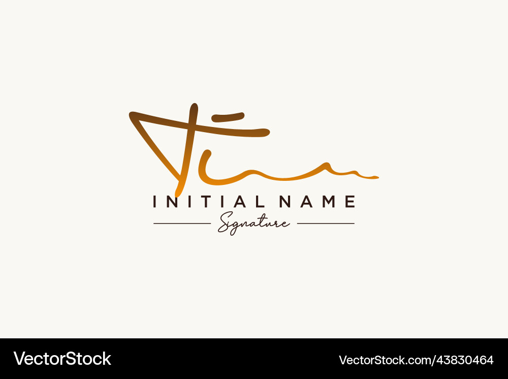 Initial ti signature logo template hand drawn Vector Image