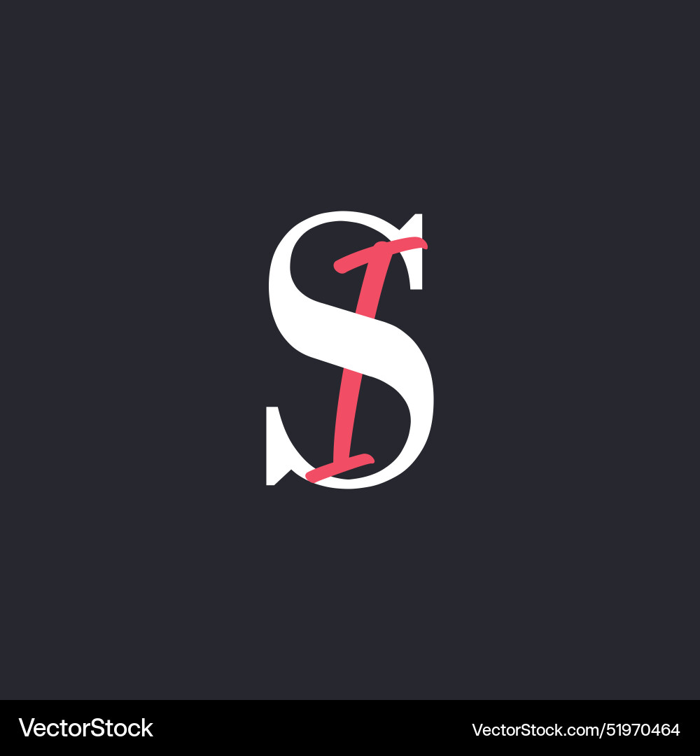 Letter si logo perfectly blended initials si Vector Image