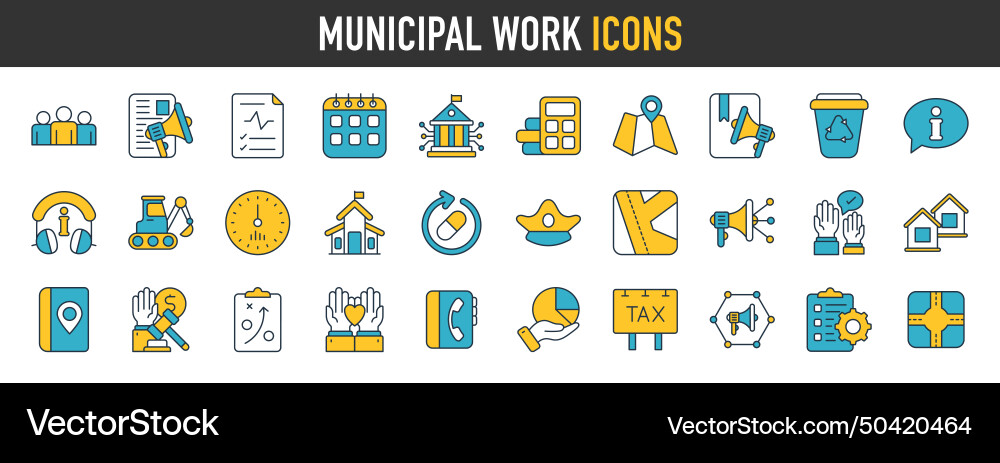 Municipal work icons Royalty Free Vector Image