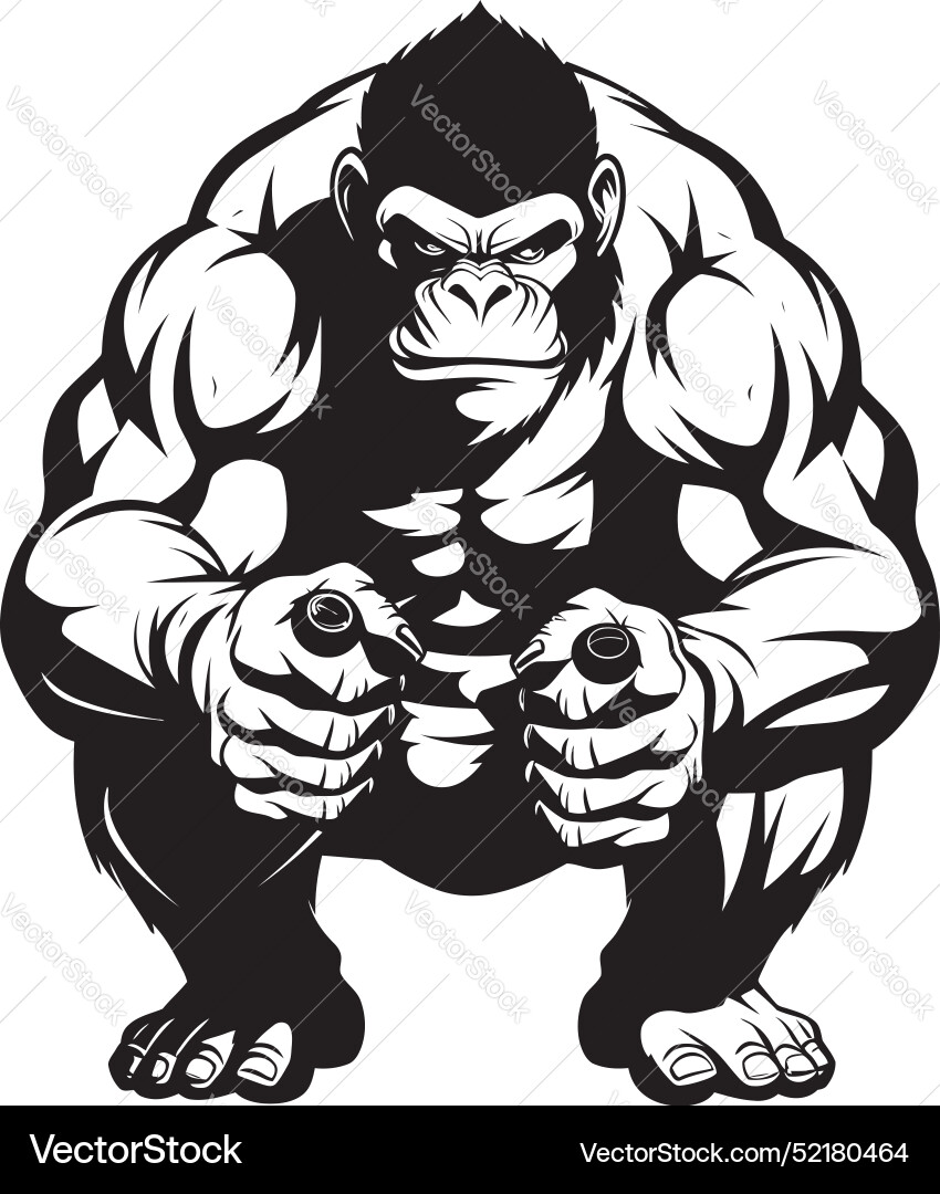 Muscle monkey madness chimpanzee gaming symbol Vector Image