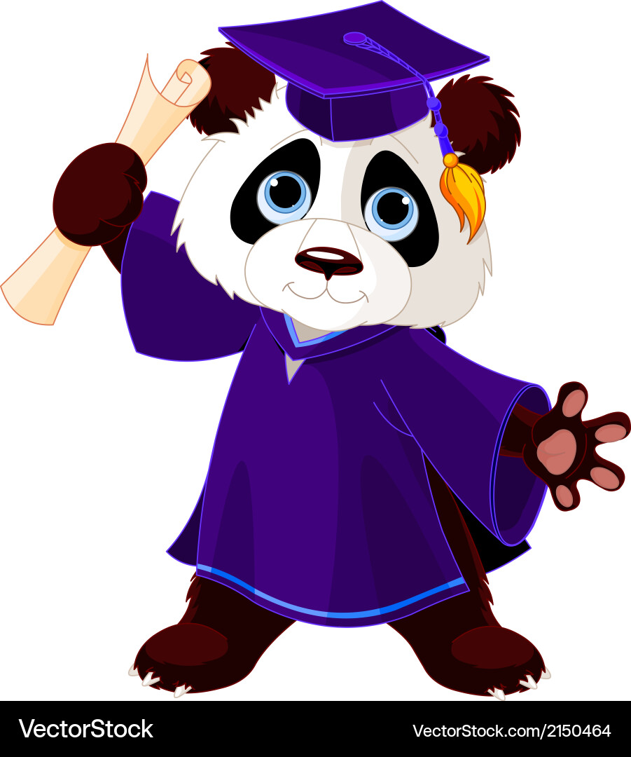 Panda graduates Royalty Free Vector Image - VectorStock