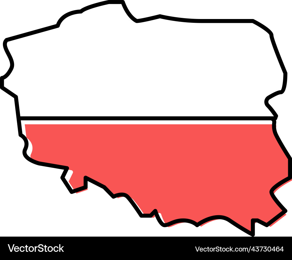 Poland country map flag color icon Royalty Free Vector Image