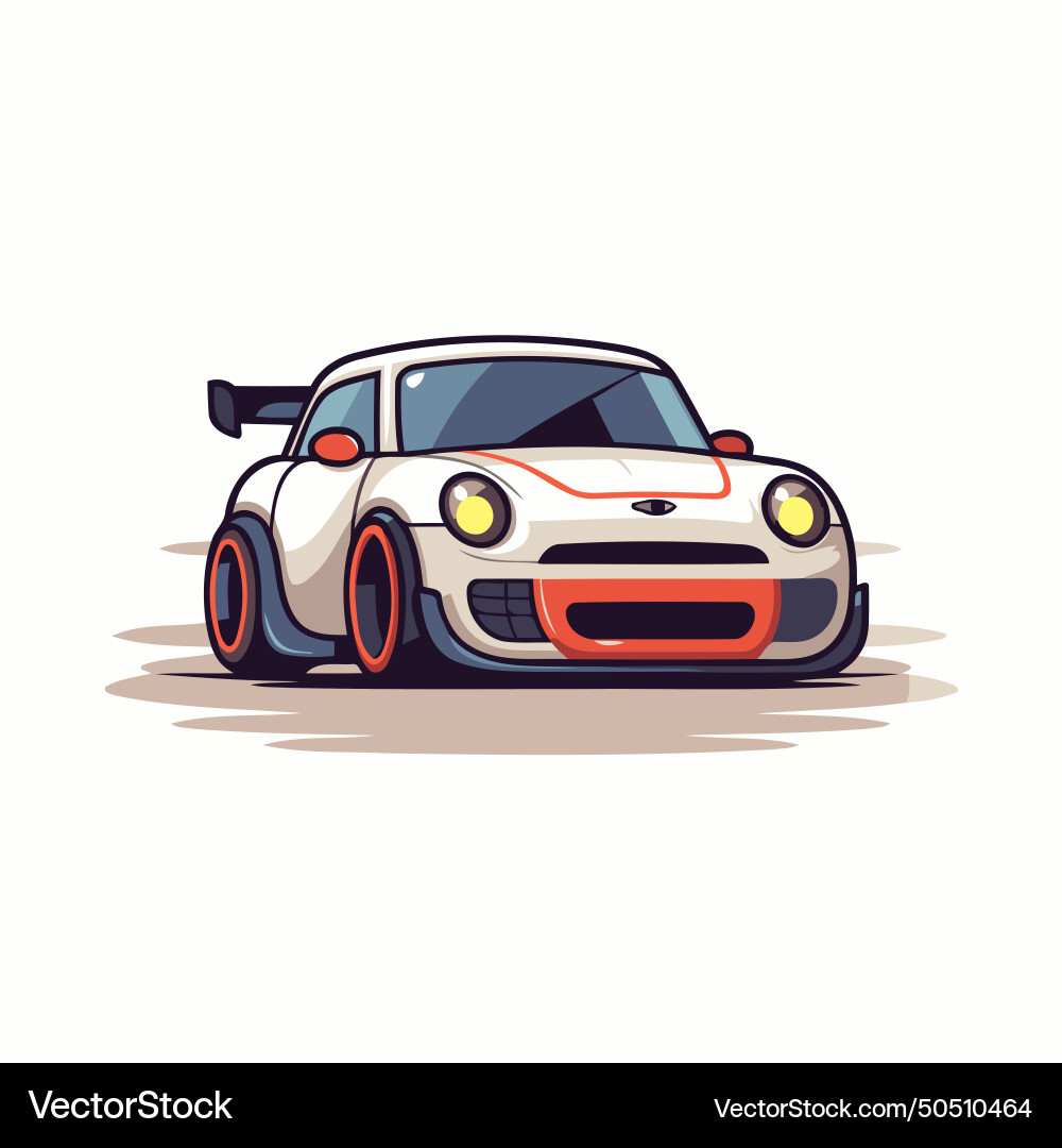 Retro car in cartoon style on white background Vector Image