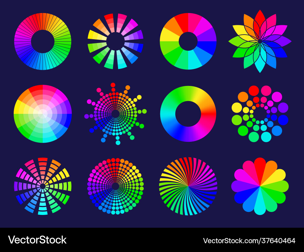 Rgb circles round abstract shapes selective Vector Image