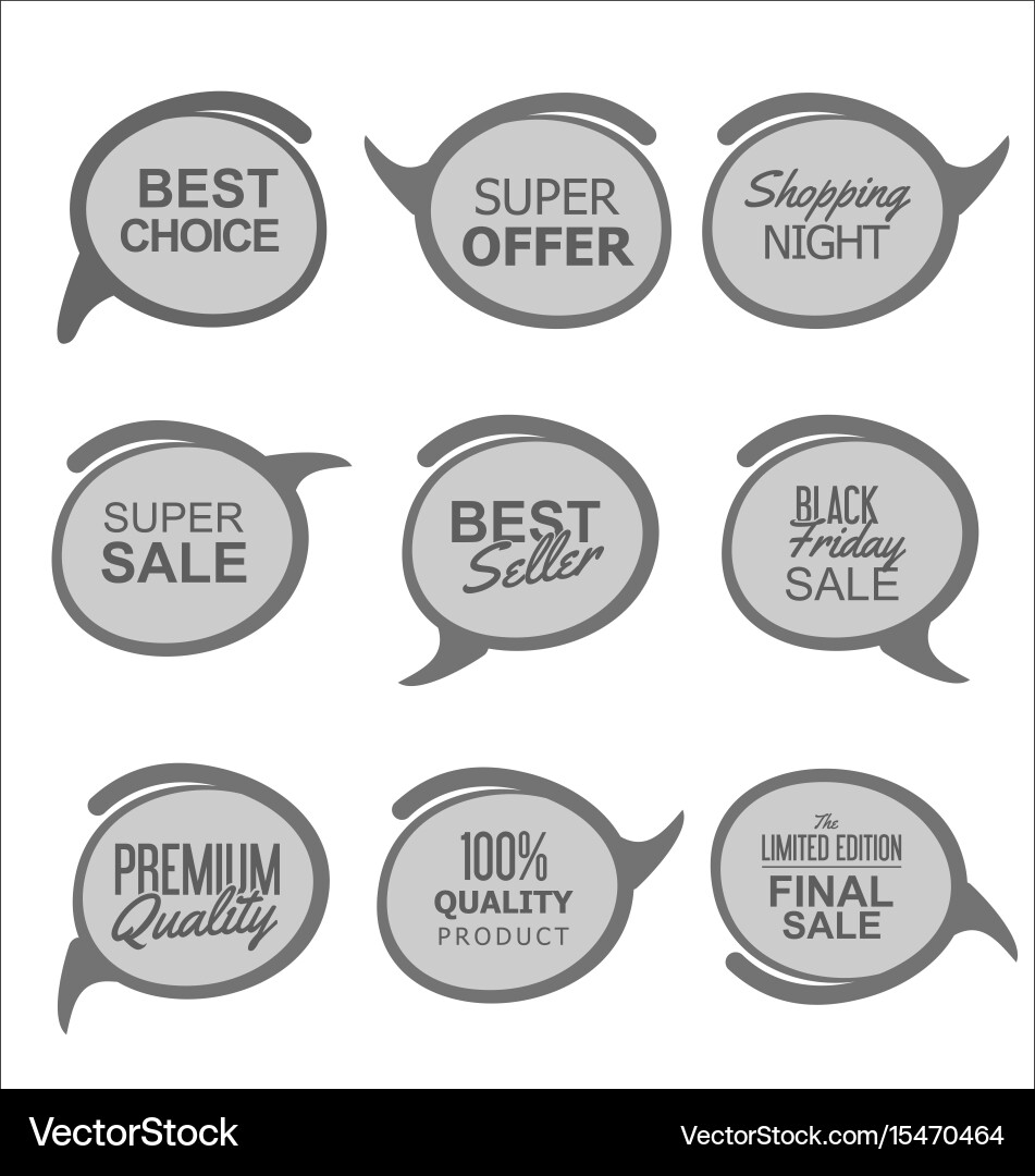 Sale and quality sticker collection Royalty Free Vector