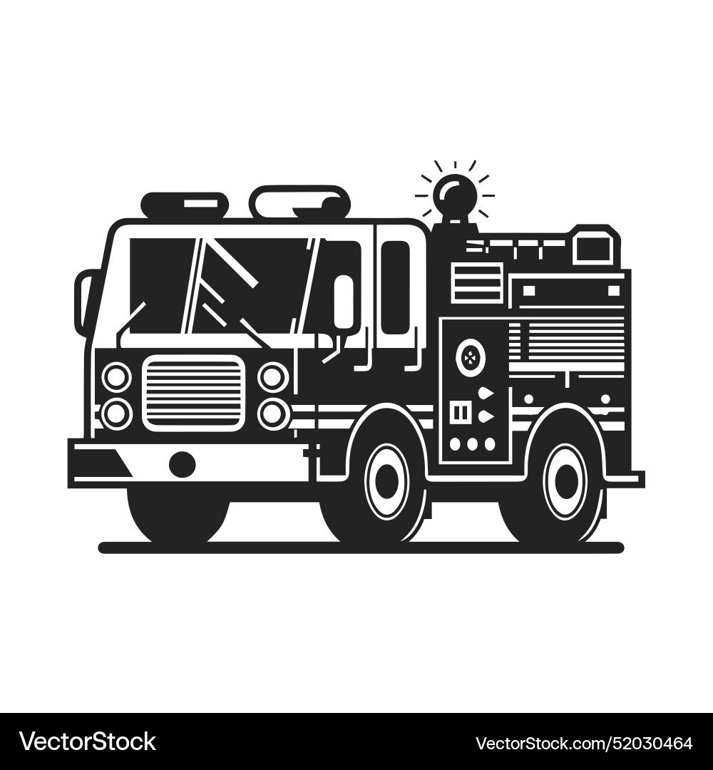 Sharp fire engine polished black white Royalty Free Vector