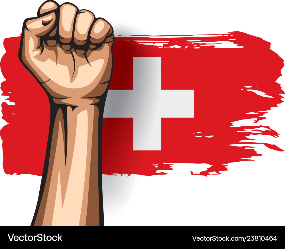 Switzerland and hand on white background Vector Image
