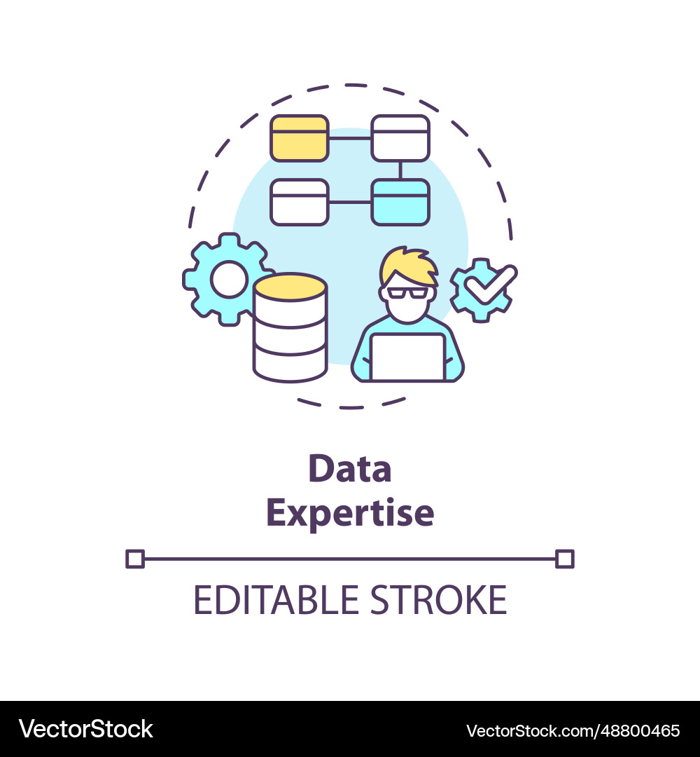 2d colorful thin line data expertise icon concept Vector Image