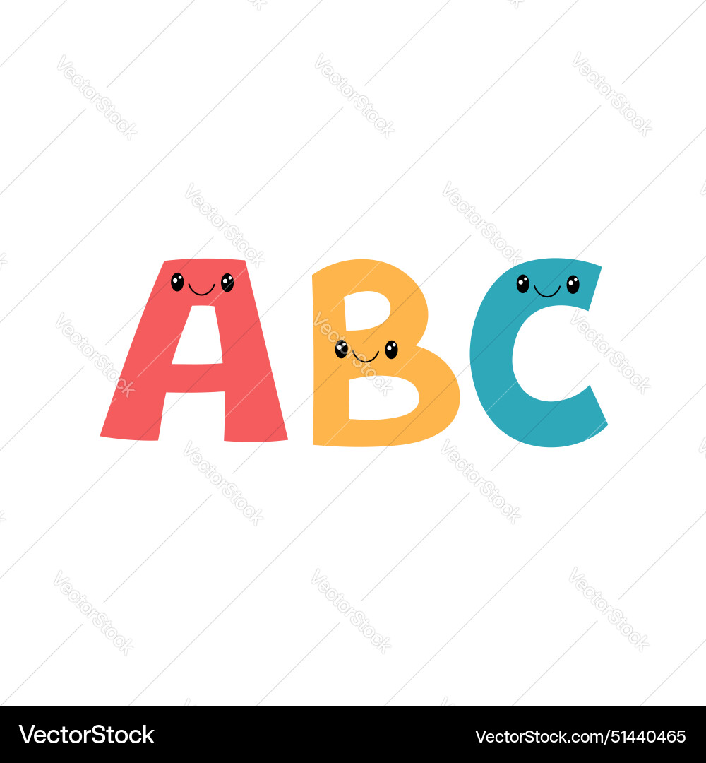 Abc letters cute characters learning reading Vector Image