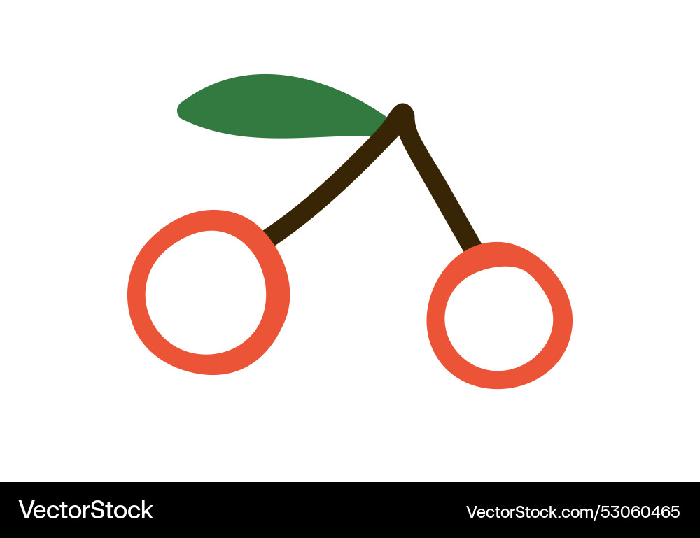 Cherry pair in simple doodle style two berries Vector Image