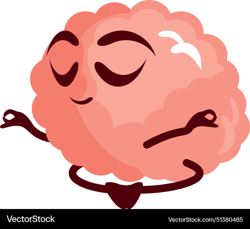 Cute brain meditating cartoon Royalty Free Vector Image