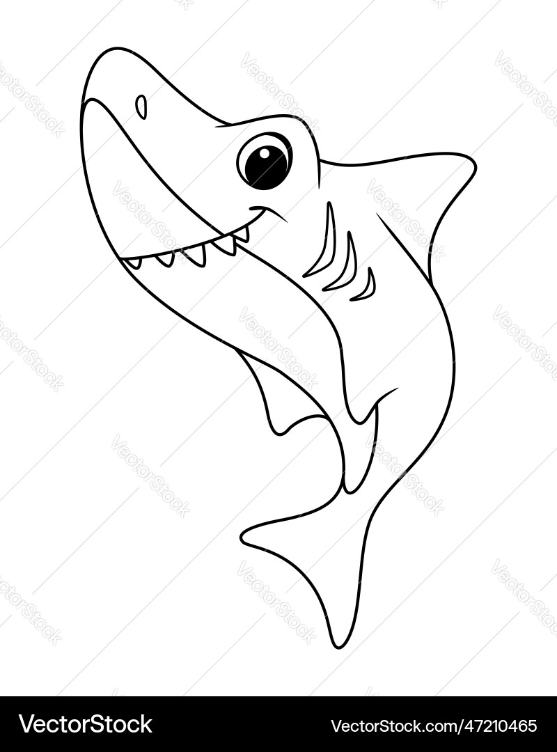 Cute shark coloring page cartoon Royalty Free Vector Image