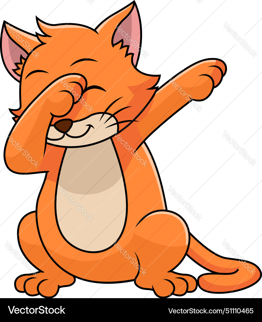 Dabbing cat character cartoon clip art Royalty Free Vector