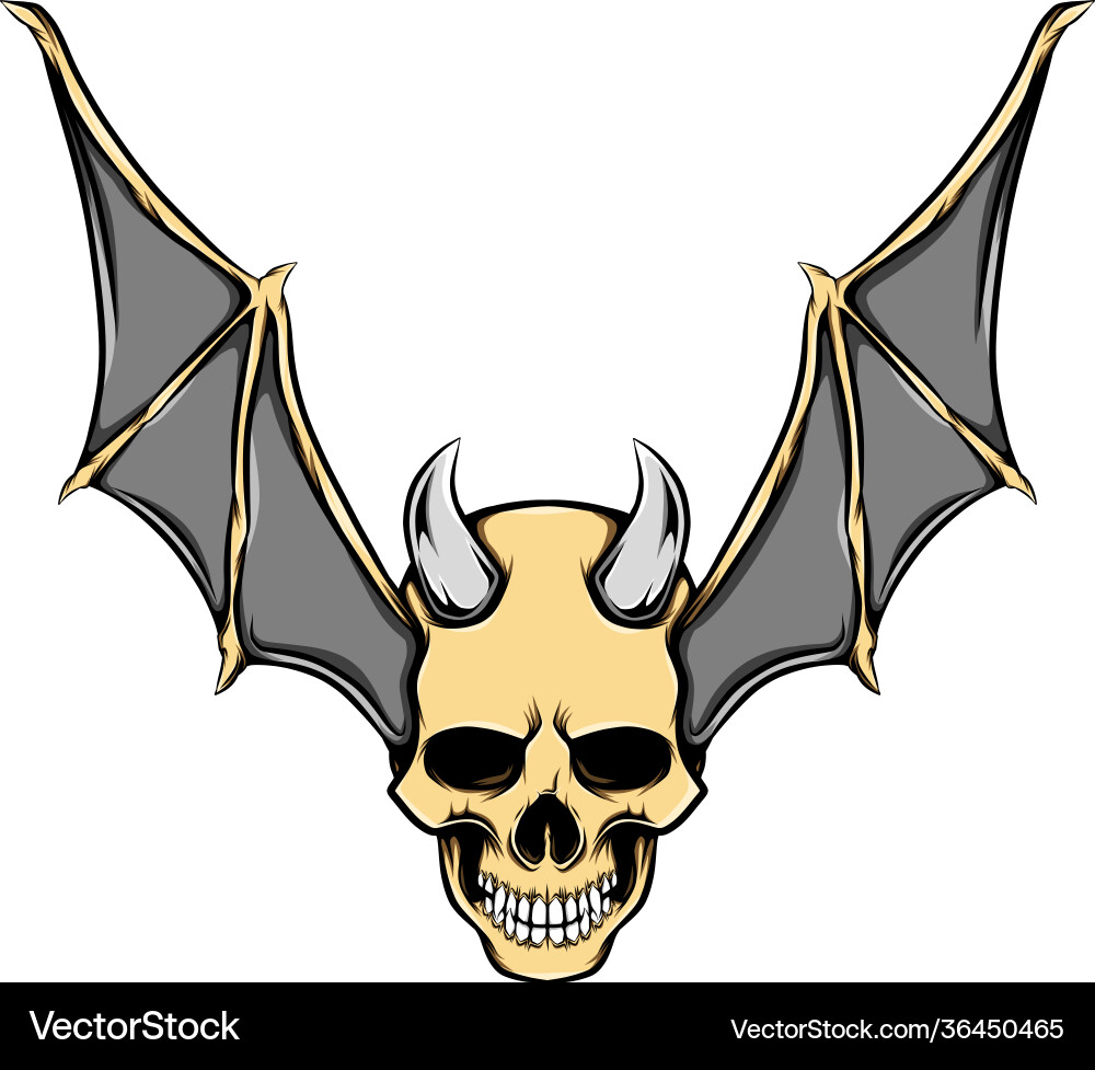 Evil head skull with iron horns Royalty Free Vector Image