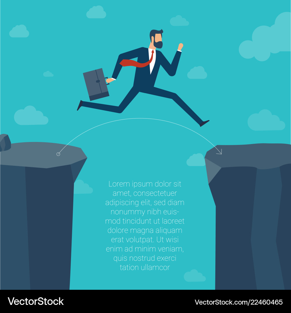 Jumping over the ravine Royalty Free Vector Image