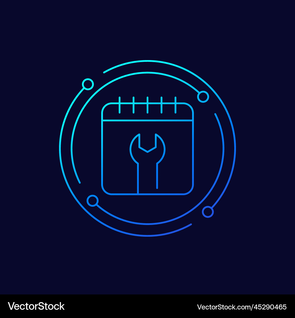 Maintenance schedule line icon with a calendar Vector Image