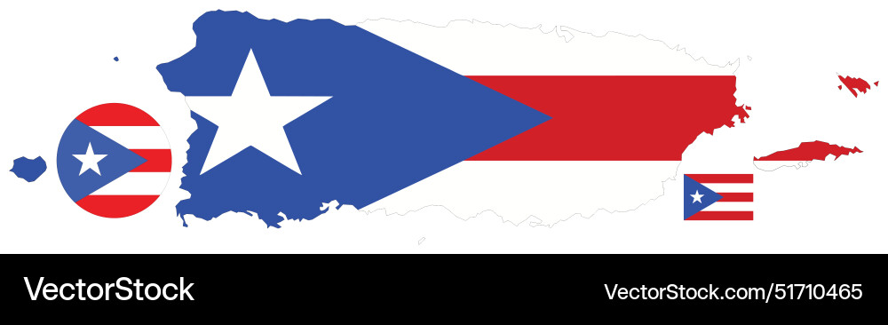 Puerto rico map and flag Royalty Free Vector Image