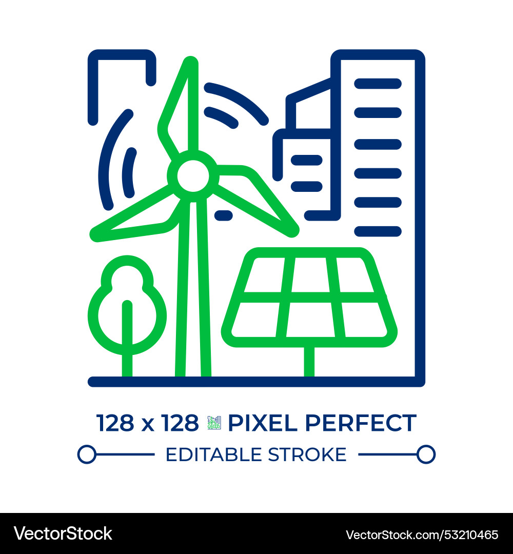 Renewable energy sources two color line icon Vector Image