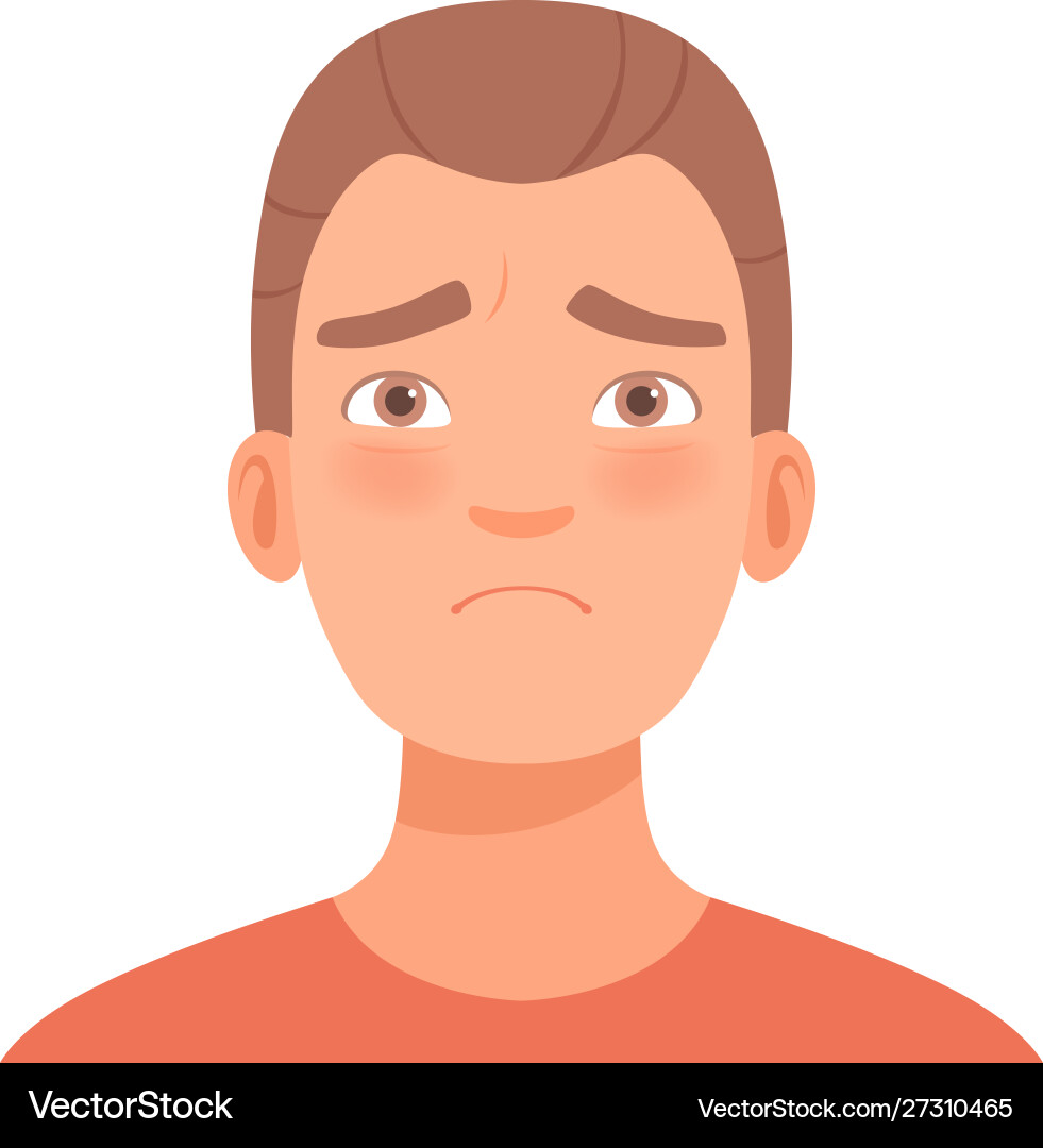 Sad young guy in cartoon Royalty Free Vector Image
