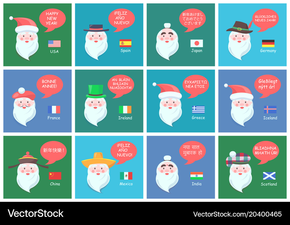 Santa clauses from different countries banners Vector Image